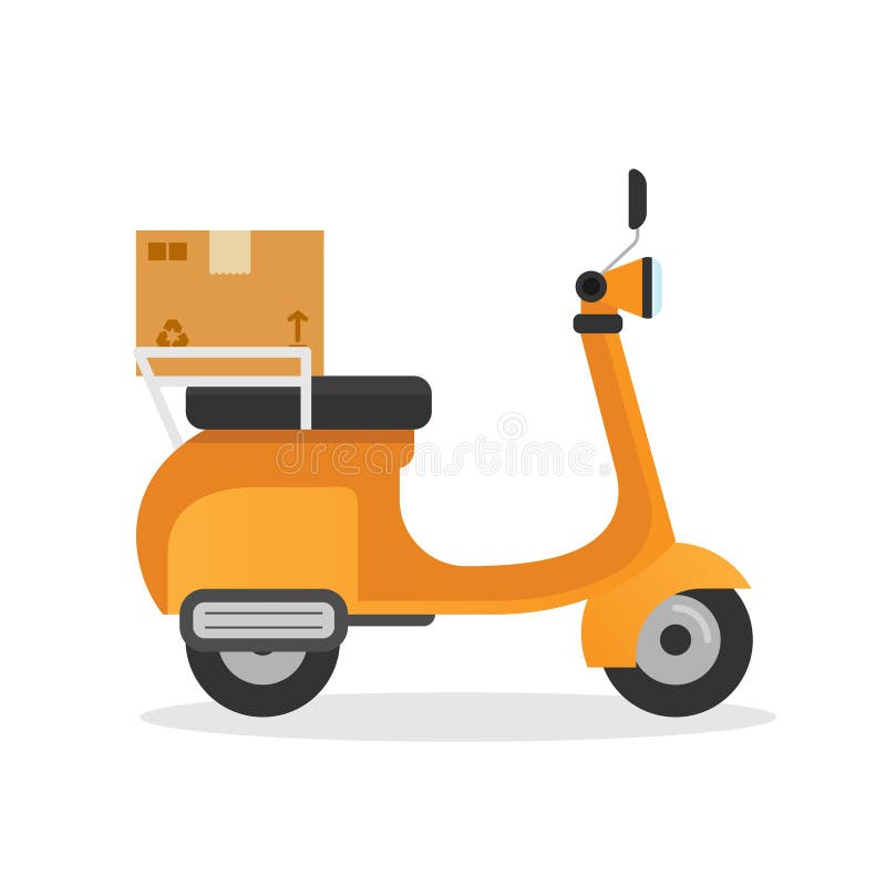 Delivery Motorcycle stock vector. Illustration of flat - 61741510