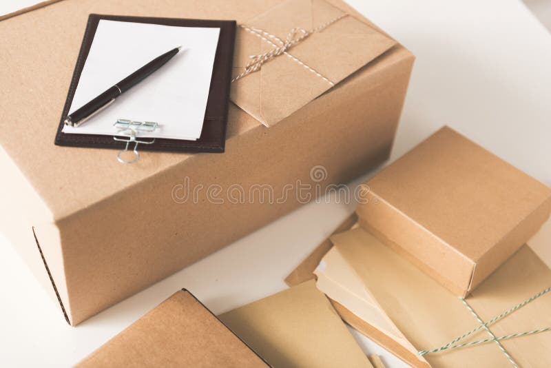 Delivery Note and Packages are on Table Stock Photo - Image of case ...