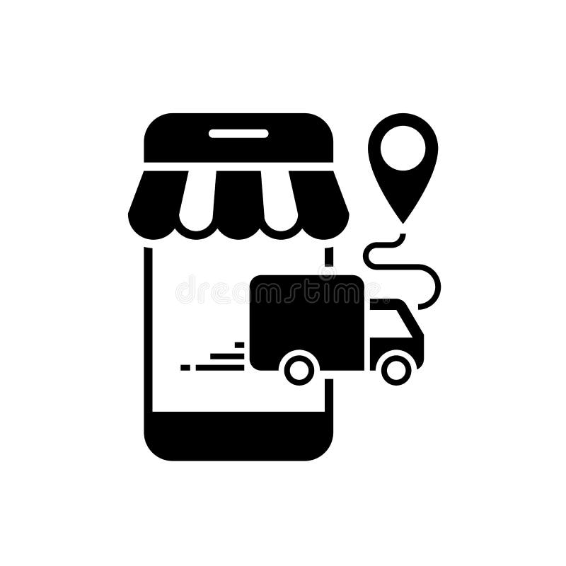 Delivery of Online Orders from Mobile Phone Icon Stock Vector ...