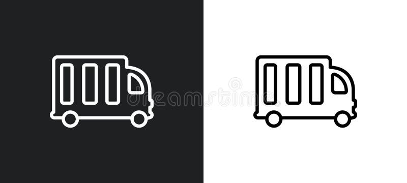 Delivery Outline Icon in White and Black Colors. Delivery Flat Vector ...