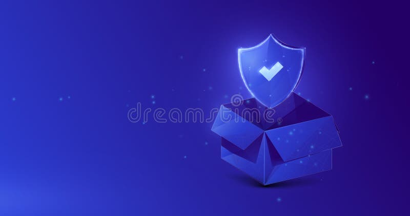 Delivery Package with a Shield. Transportation, Safety Cargo. Safe ...