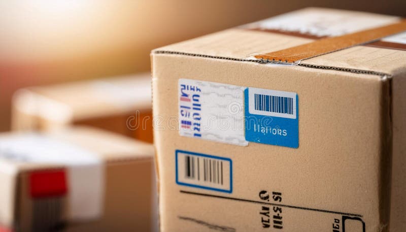 Delivery Package with Shipping Labels, Representing Shipping, Logistics ...