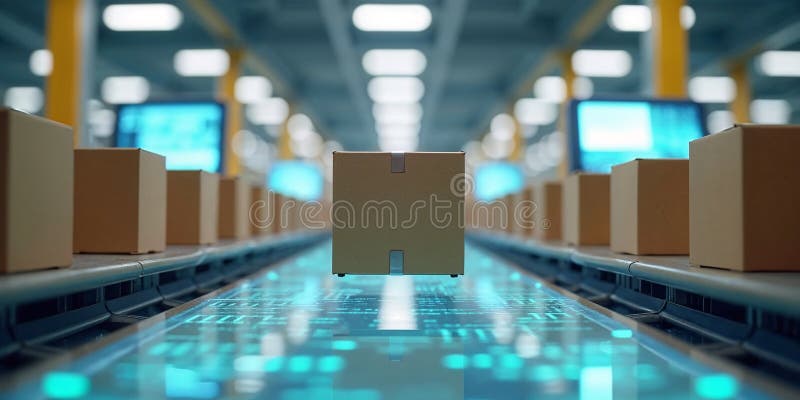 Delivery Packages on Assembly Line in Modern Warehouse during Daylight ...
