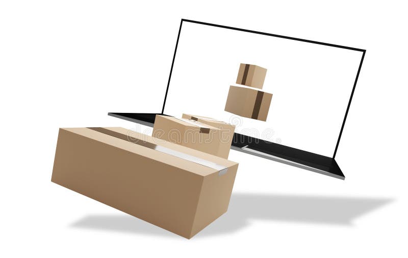 Delivery Packages Computer 3d-illustration Stock Illustration ...