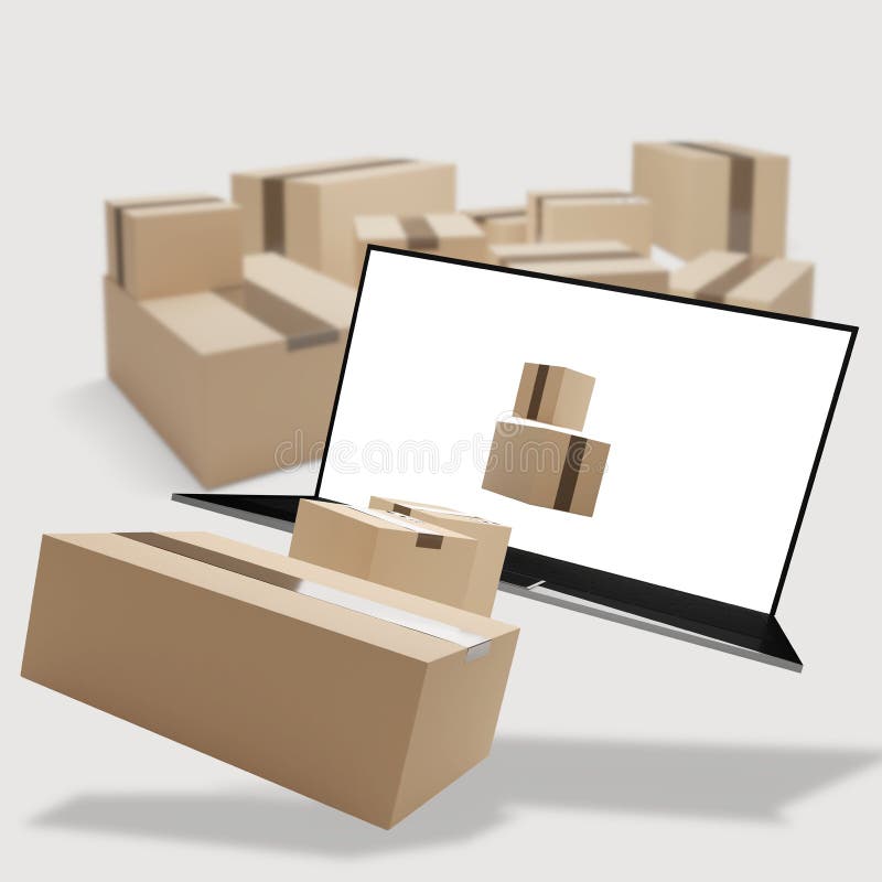 Delivery Packages Computer 3d-illustration Stock Illustration ...