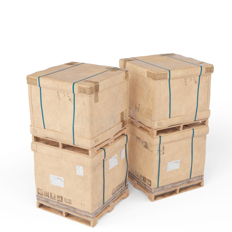 Delivery Packages on Shelves Isolated on a White Background. Stock ...