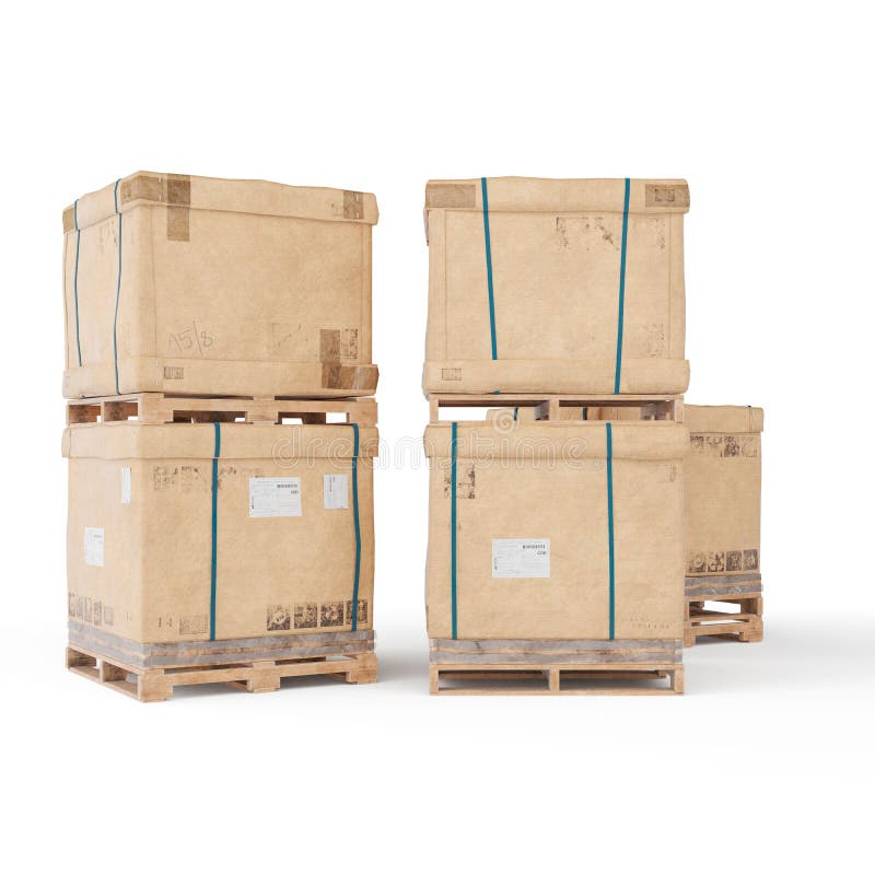 Delivery Packages on Shelves Isolated on a White Background. Stock ...