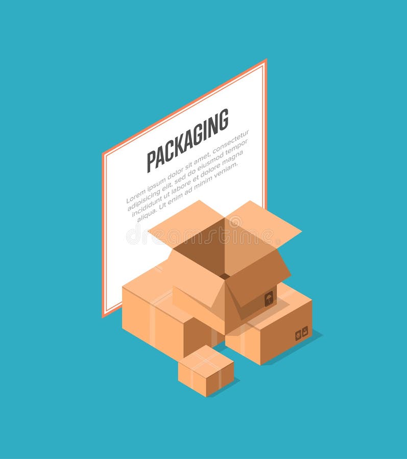 Delivery Packaging Boxes Isometric Banner Stock Vector - Illustration ...