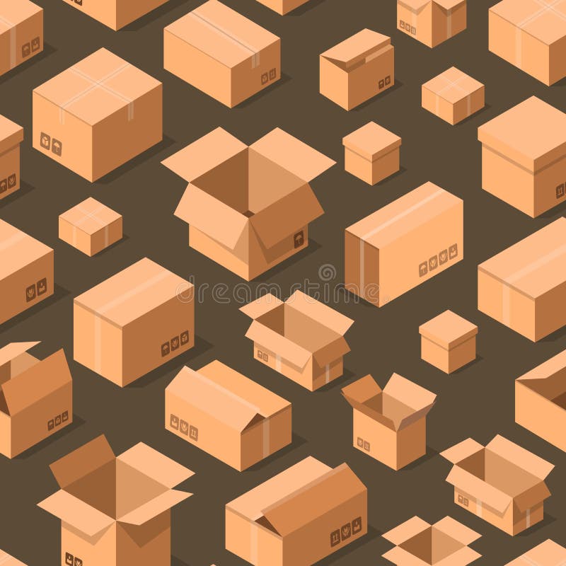 Delivery Packaging Boxes Seamless Pattern Stock Vector - Illustration ...