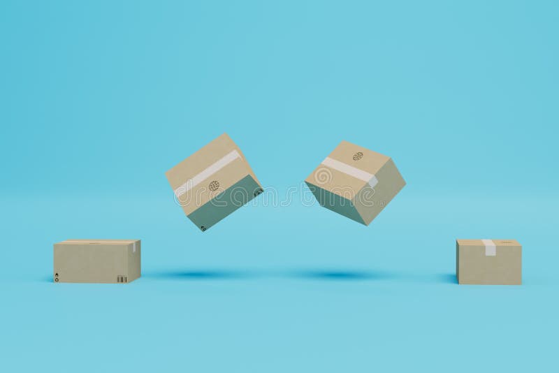 Delivery of Parcels All Over the World. Boxes of Parcels Flying on a ...