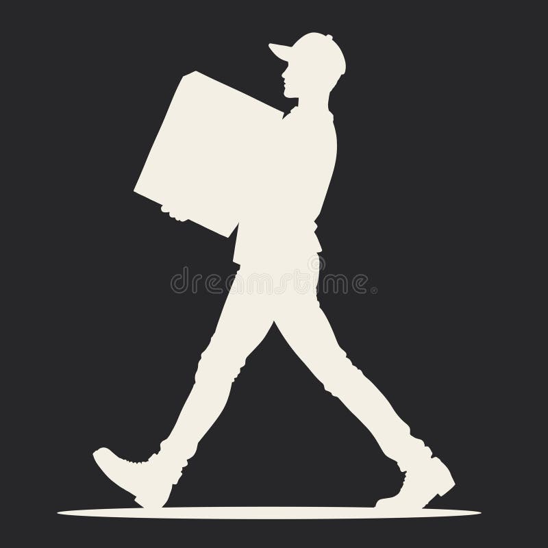 Delivery Person Carrying Large Box Silhouette Stock Vector ...