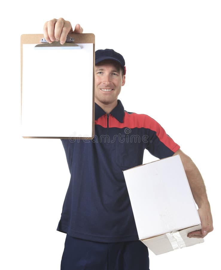 Delivery Person Delivering Packages Holding Stock Image - Image of ...