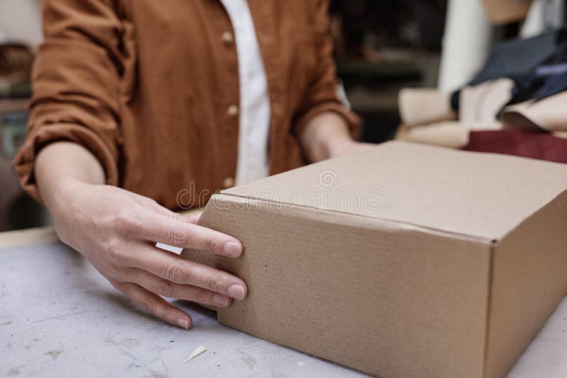 Delivery Person Packing Box Stock Image - Image of delivery, homemade ...