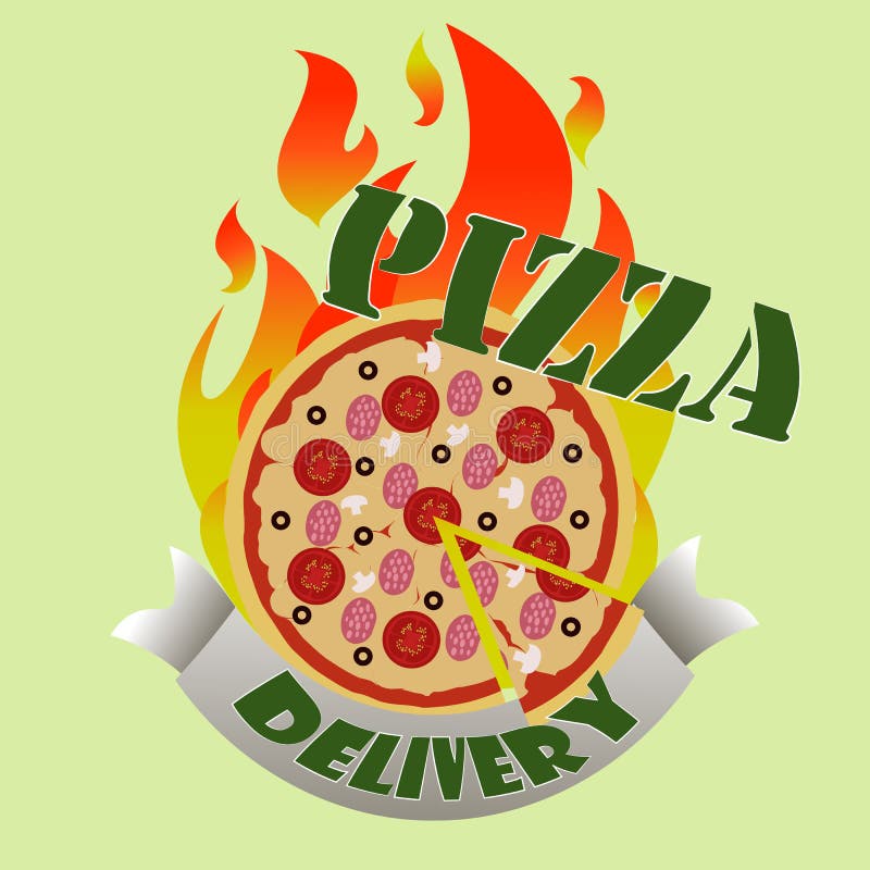 Delivery of Pizza stock illustration. Illustration of phone - 76702849