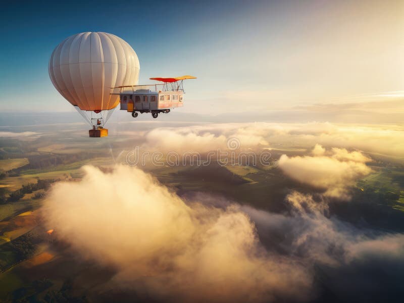 Delivery Plan Flying Over the Land in the Evening Light Stock Image ...