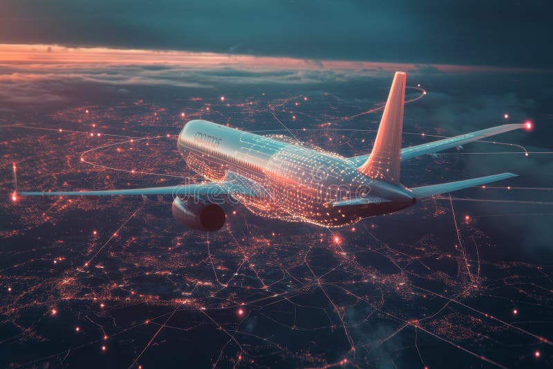 Delivery Plane in Flight with Tech Lines a Concept of Modern ...