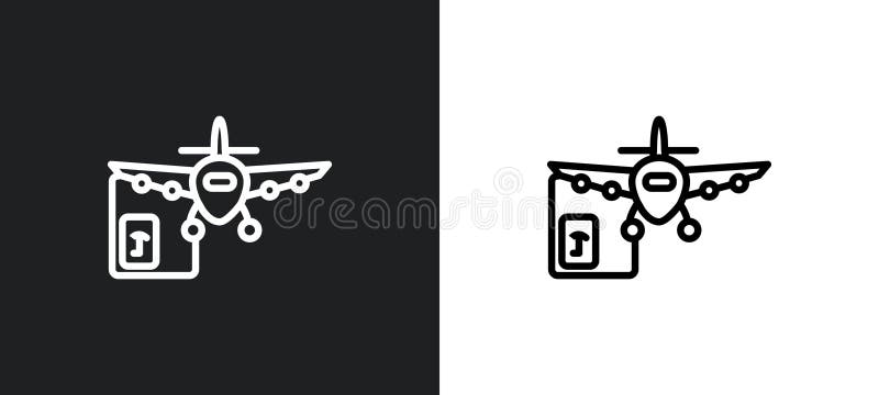 Delivery by Plane Outline Icon in White and Black Colors. Delivery by ...