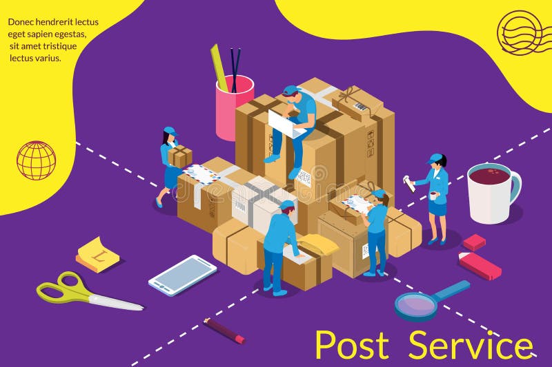 Delivery and Post Service Concept Stock Vector - Illustration of ...