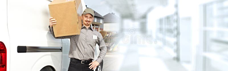 Delivery Postman with a Box Stock Photo - Image of handling, mail: 85738014