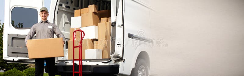 Delivery Postman with a Box Stock Photo - Image of parcel, mailman ...