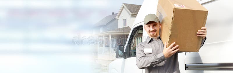 Delivery Postman with a Box Stock Photo - Image of item, parcel: 85738042