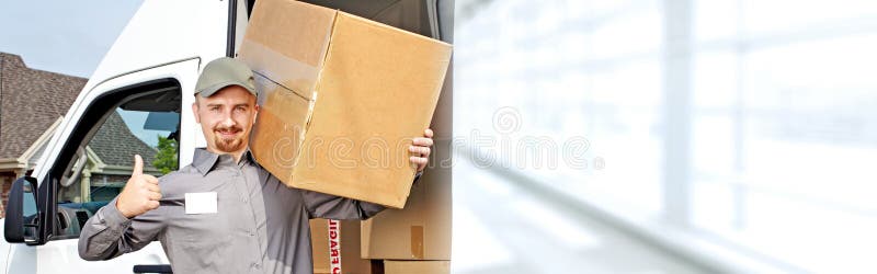 Delivery Postman with a Box Stock Image - Image of parcel, postboy ...