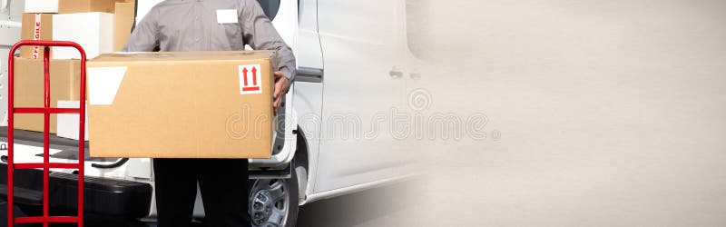 Delivery Postman Hands with a Box Stock Photo - Image of company, items ...