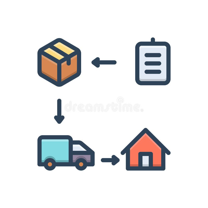 Color Illustration Icon for Delivery Process, Delivery and Receive ...