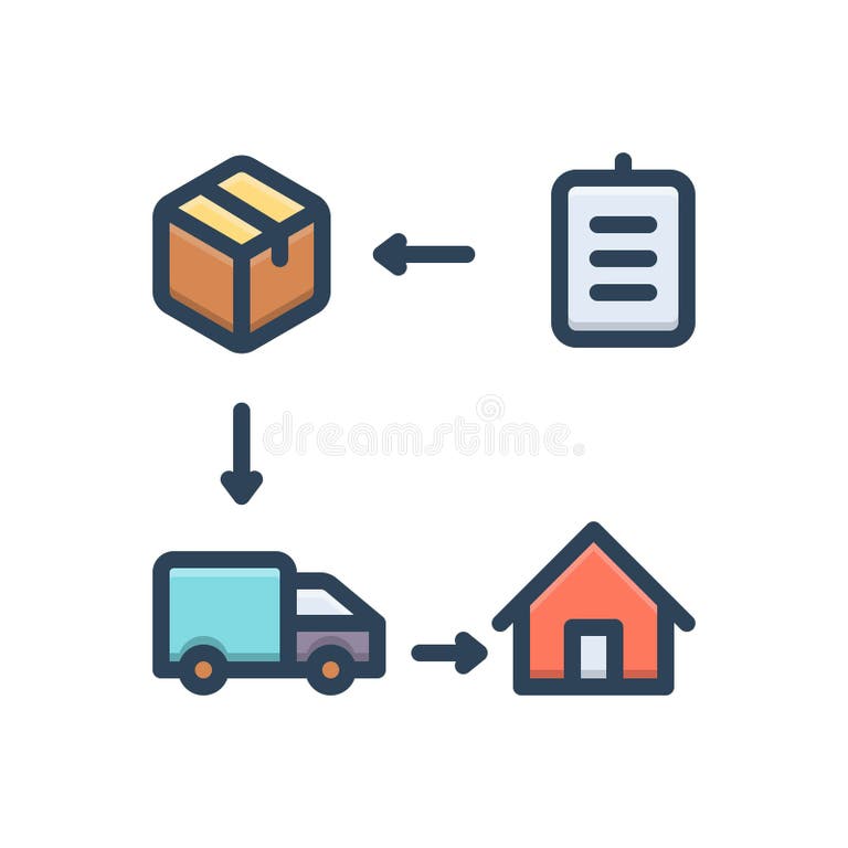 Color Illustration Icon for Delivery Process, Delivery and Receive ...