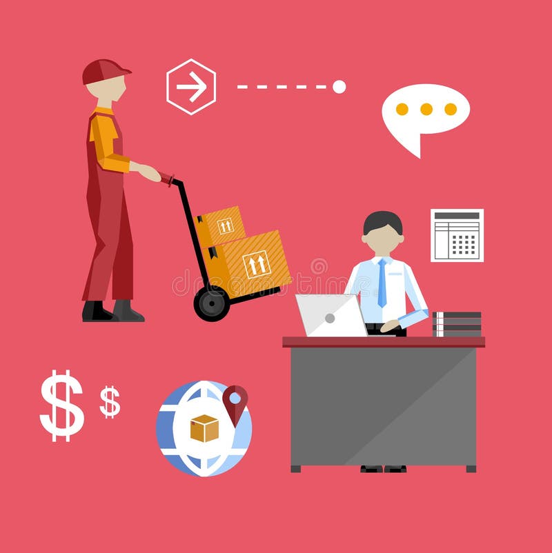 Delivery Process Raster Illustration Stock Illustration - Illustration ...