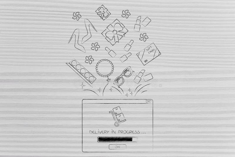 Delivery in Progress Pop-up with Products Stock Illustration ...