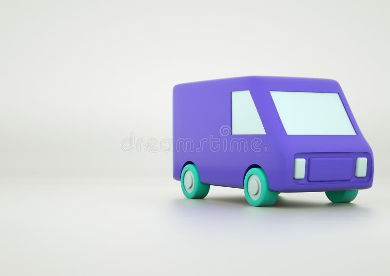 Delivery Purple Minibus with Green Wheels 3d Render Stock Illustration ...