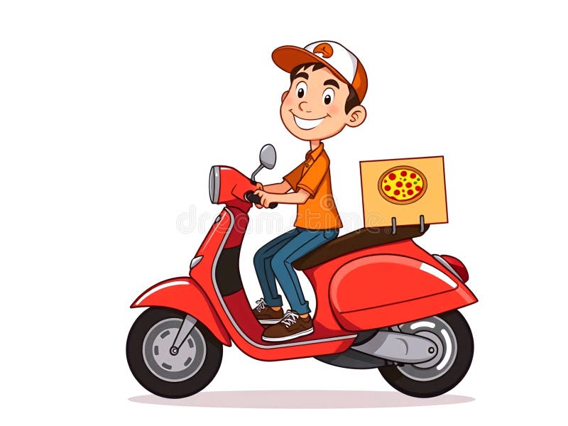 Delivery Rider on a Scooter with Package Stock Illustration ...