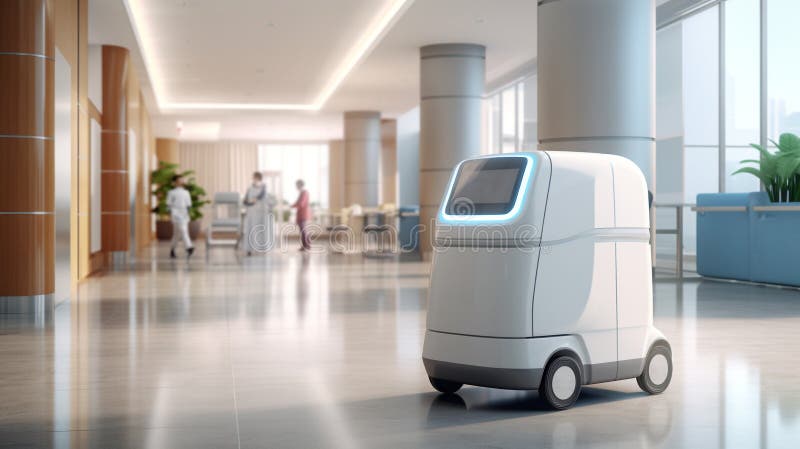 Delivery Robot Car Working in the Hospital. Future Innovation ...