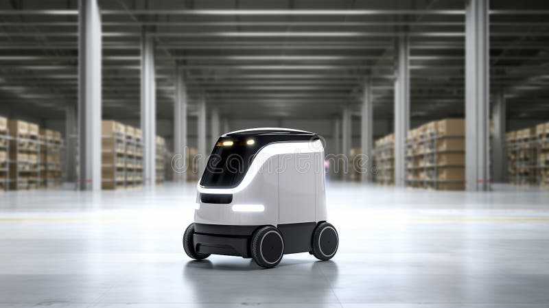 Delivery Robot Car Working in Warehouse. Future Innovation ...