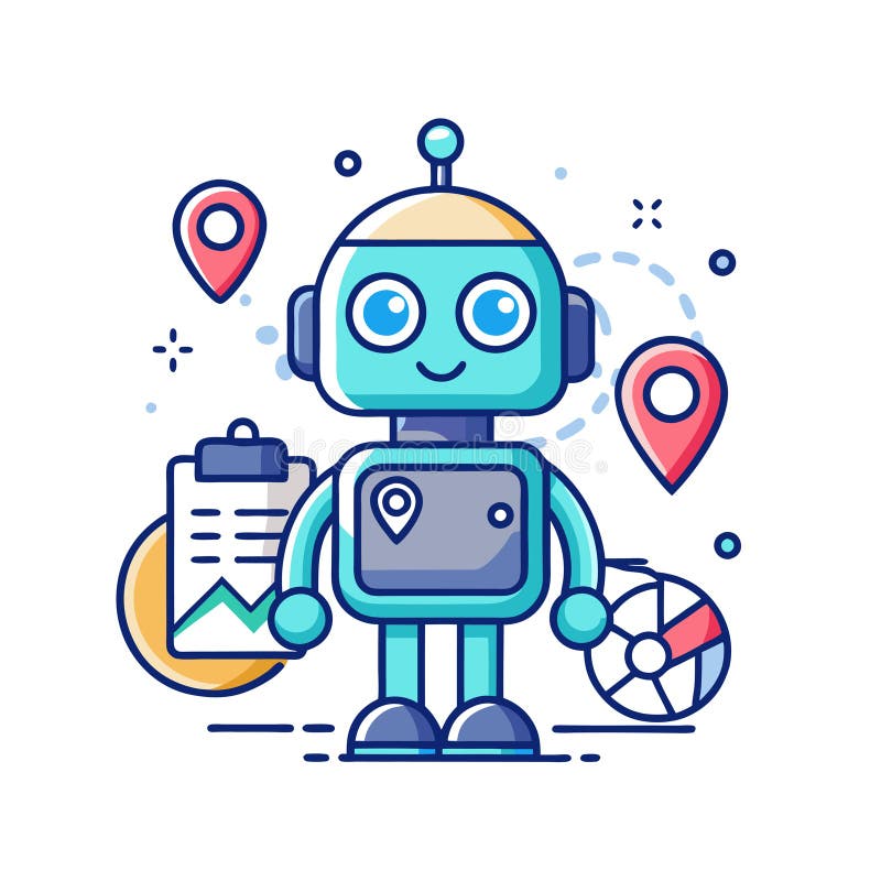 Delivery Robot with Clipboard and Location Pins: AI Assistant for ...