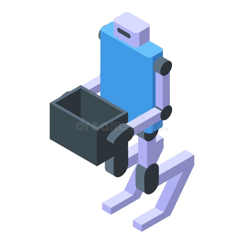 Delivery Robot Holding Open Box Isometric View Stock Vector ...