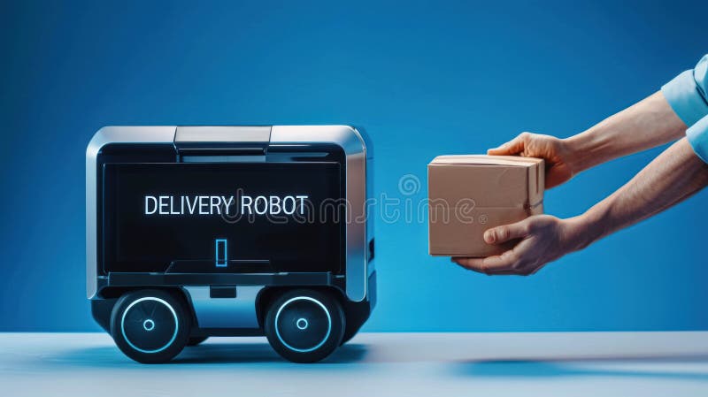 Delivery Robot with on Its Screen the Text "Delivery Robot" and a ...