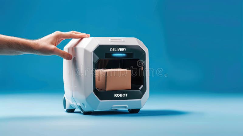 Delivery Robot with on Its Screen the Text "Delivery Robot" and a ...