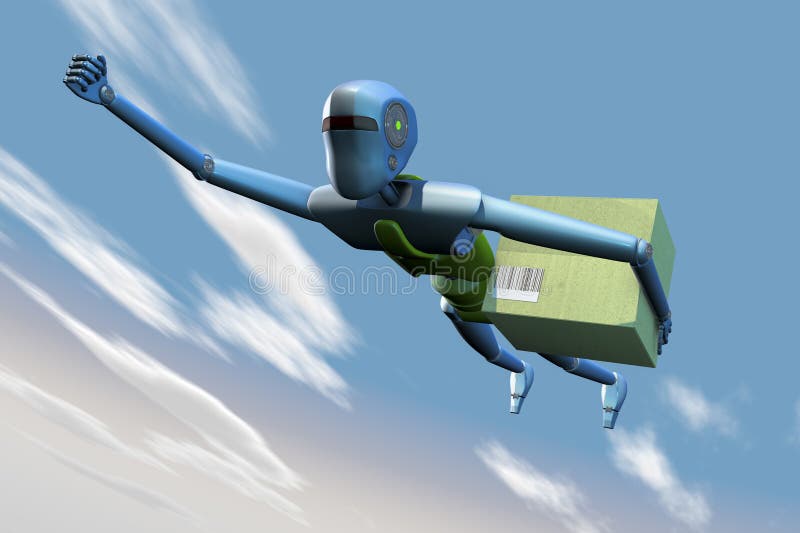 Delivery robot stock illustration. Illustration of airmail - 83093428