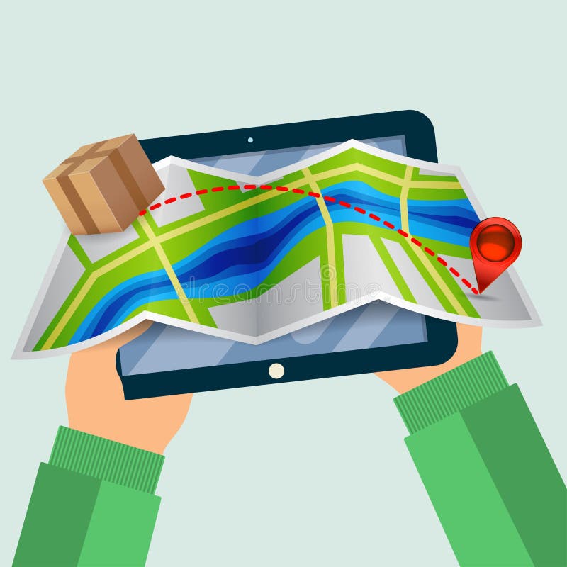 Delivery route stock vector. Illustration of delivery - 164218005