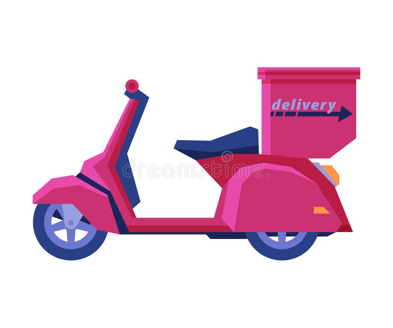 Delivery Scooter, Express Delivery Service Vehicle Flat Vector ...