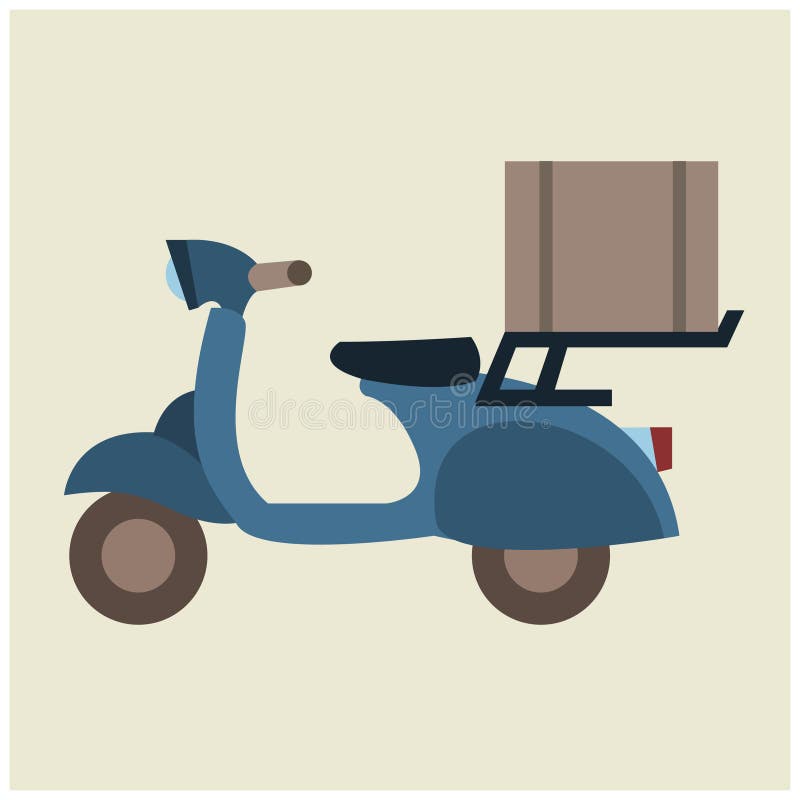 Delivery Scooter with Parcel Box. Vector Illustration Decorative Design ...