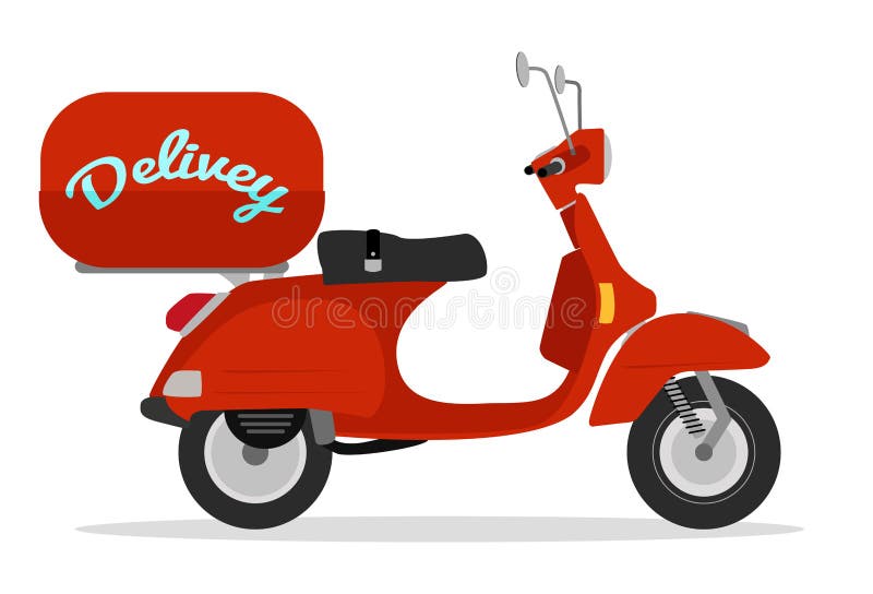 Food Delivery Man Riding a Red Scooter Illustration Stock Vector ...