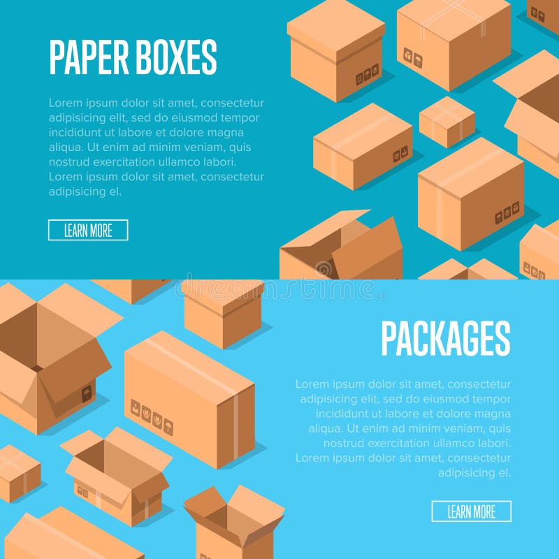 Advertising Template with Packing Boxes Stock Vector - Illustration of ...