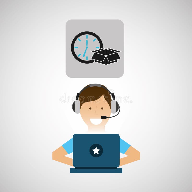 Delivery Service Concept Call Center Clock Package Stock Vector ...