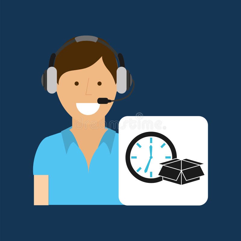 Delivery Service Concept Call Center Clock Package Stock Vector ...