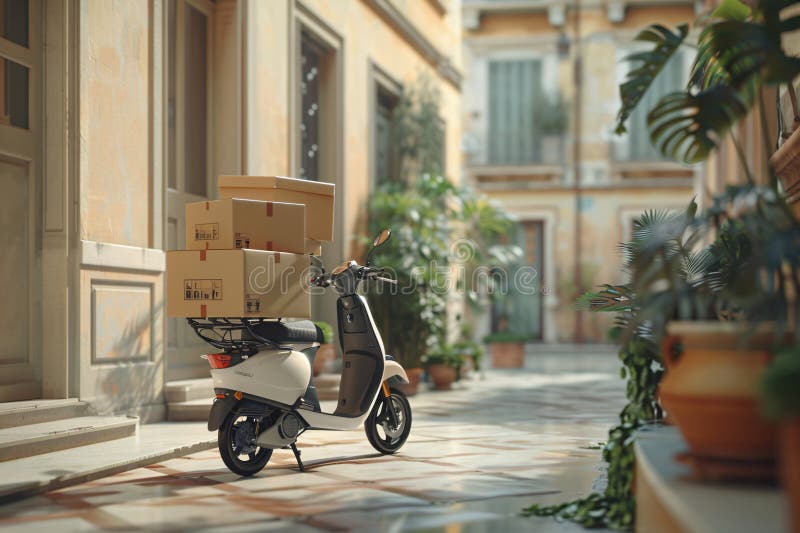 Delivery Service Concept. Fast Delivery by Scooter Concept and Online ...