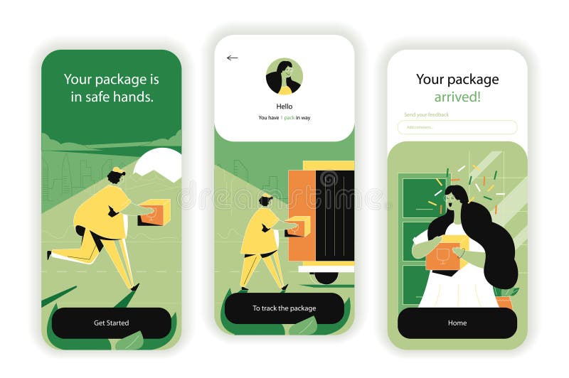 Set of UI, UX, GUI Screens Delivery App Flat Design Template for Mobile ...