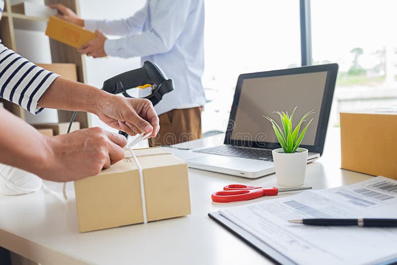 Delivery Service Courier Driver Driving with with Boxes in Hands Stock ...